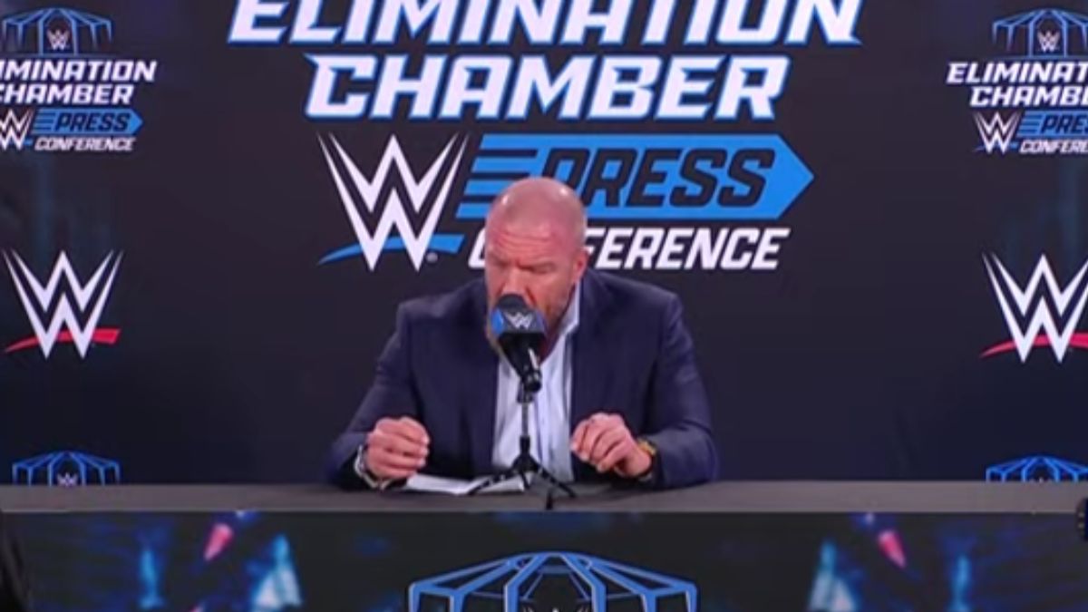 Triple H Gets Emotional During WWE Elimination Chamber Press Conference ...